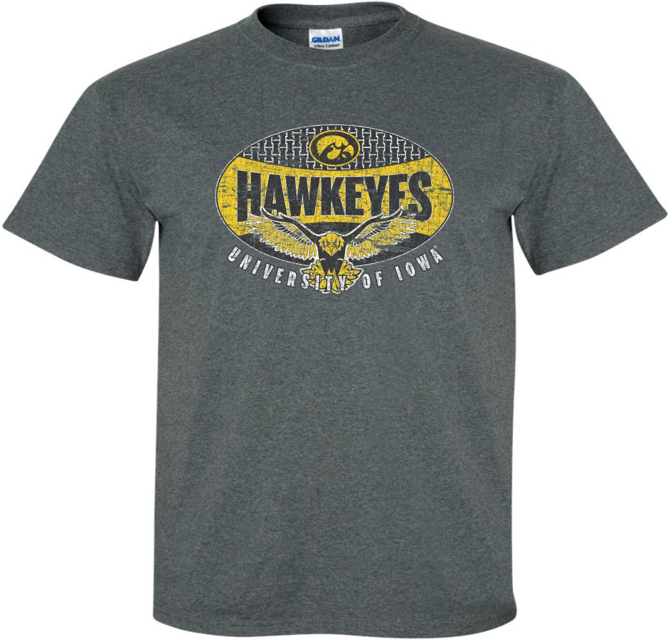 Hawkeyes Flying Hawk - Iowa Hawkeyes Dark Gray t-shirt| Flexy Threads