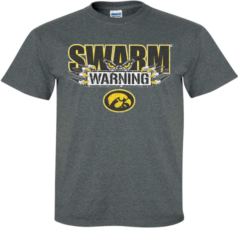 Swarm Warning - Iowa Hawkeyes Dark Gray t-shirt| Flexy Threads
