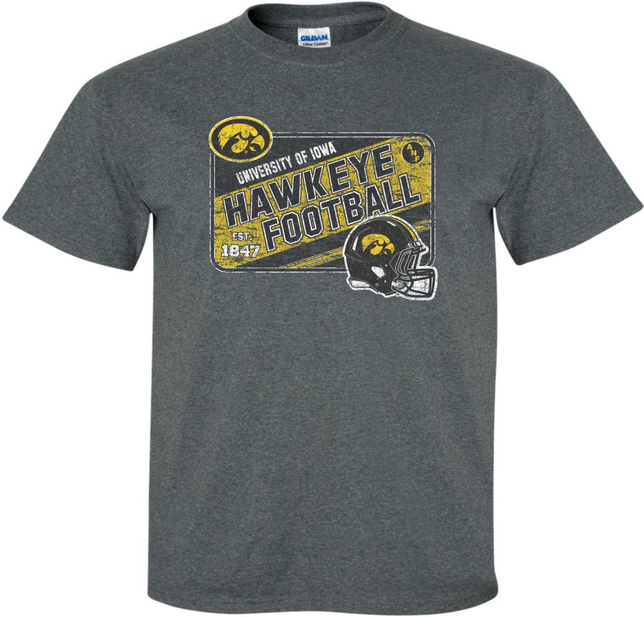 U of I Hawkeye Football - Dark Gray Iowa Hawkeyes t-shirt| Flexy Threads