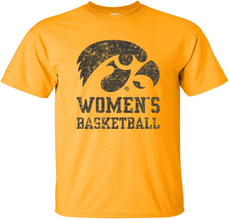 Iowa Women's Basketball with Tigerhawk - Gold t-shirt| Flexy Threads