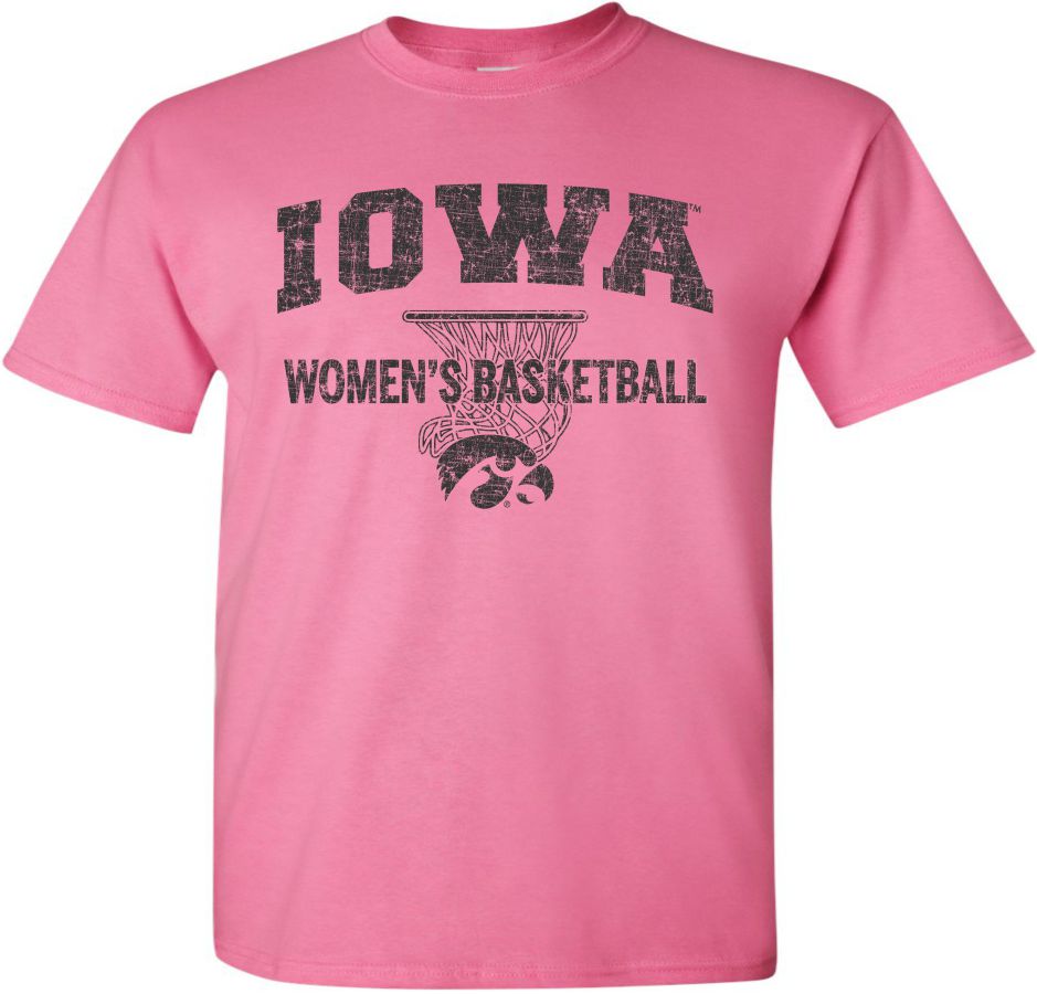 Iowa Women's Basketball with Tigerhawk - Pink Youth t-shirt| Flexy Threads