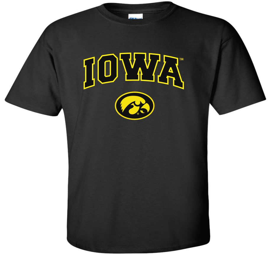 Iowa with Tigerhawk - Black t-shirt| Flexy Threads