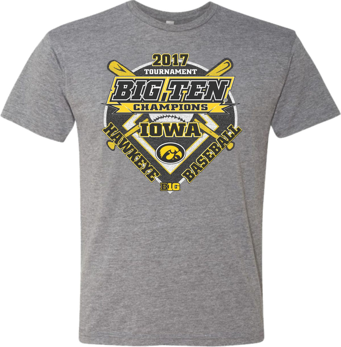 2017 Iowa Baseball B1G Tournament Champs - Medium Gray| Flexy Threads
