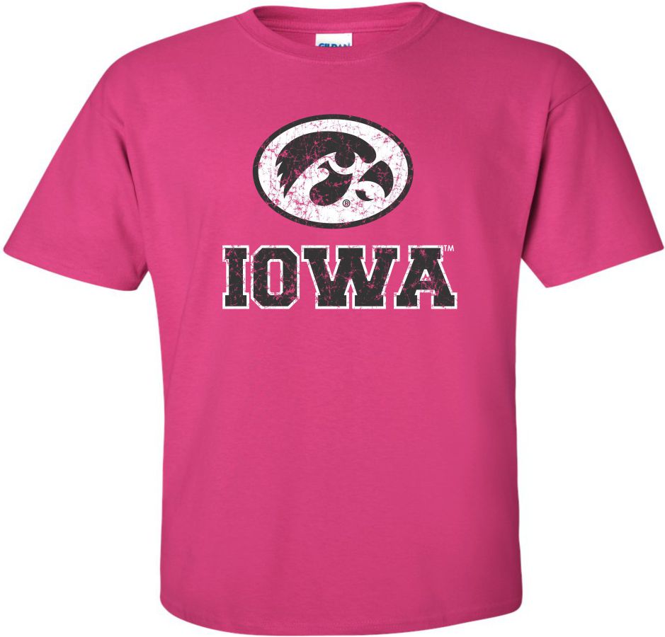 Oval tigerhawk Iowa - Hot Pink Iowa Hawkeyes t-shirt| Flexy Threads