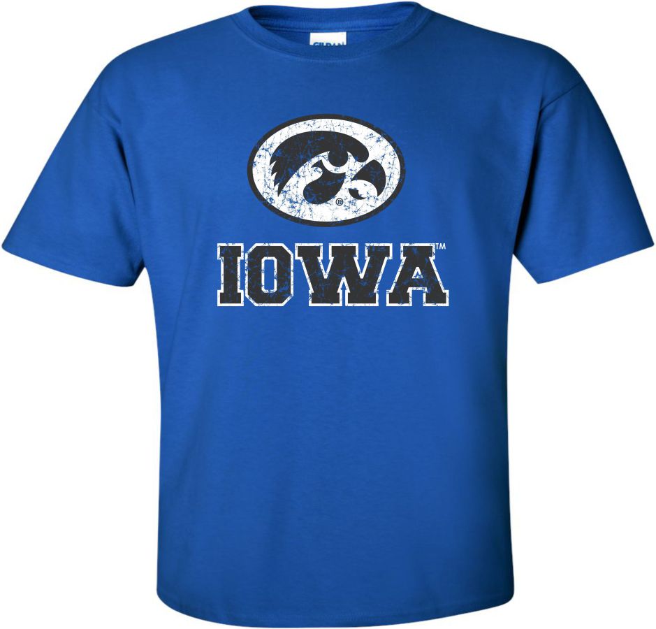 Oval Tigerhawk Iowa - Royal Blue Iowa Hawkeyes t-shirt| Flexy Threads