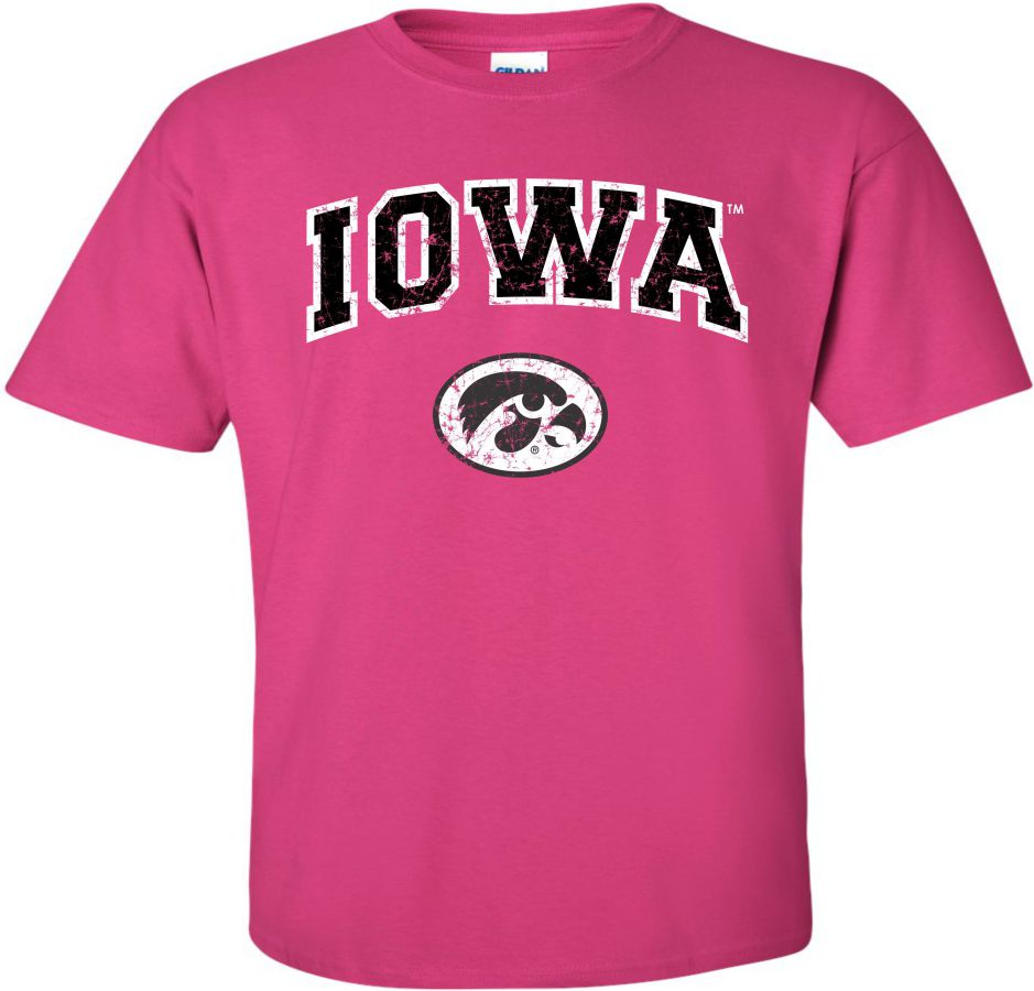 Arched Iowa with Oval Tigerhawk - Hot Pink Iowa Hawkeyes t-shirt| Flexy ...
