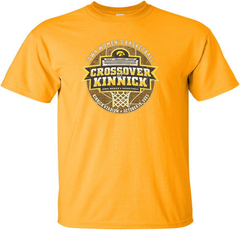 Crossover at Kinnick - Iowa Women's Basketball Gold t-shirt| Flexy Threads